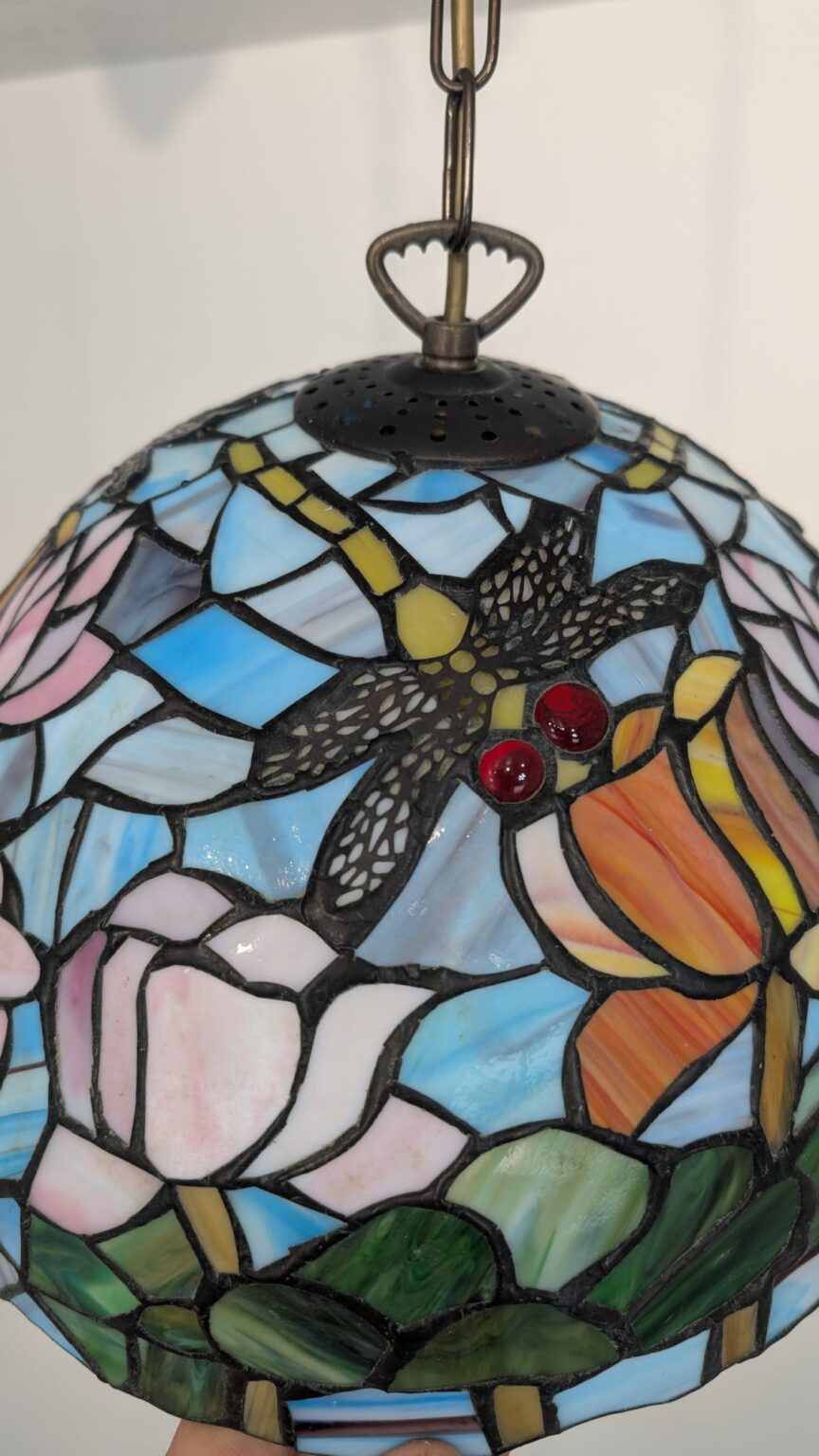 Overhanging lamp Tiffany style chandelier with dragonfly - Ant-art